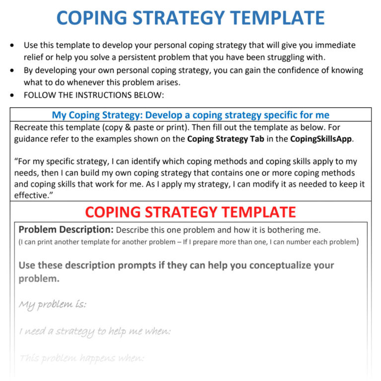 Coping Strategy Template – Therapeutic Structures, LLC ...